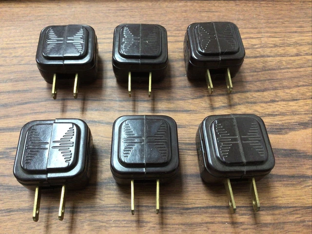 (6) EAGLE BAKELITE Art Deco Plug In Triple Outlet Adapter Brown USA ...
