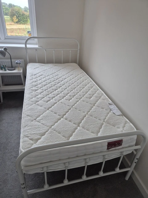 SINGLE METAL BED Frame and Mattress Hardly Used Very Good Condition £42 ...