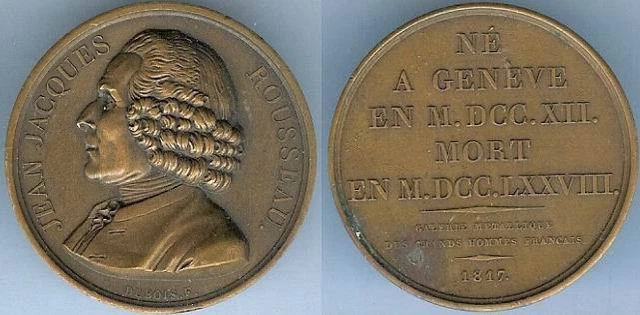 MÉDAILLE DE TABLE - Jean-Jacques ROUSSEAU d=41mm galerie métallique ...
