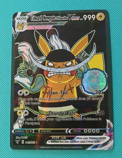 PIKACHU POKEMON EDWARD Newgate One Piece Cosplay Carte Holo Prism Manga ...