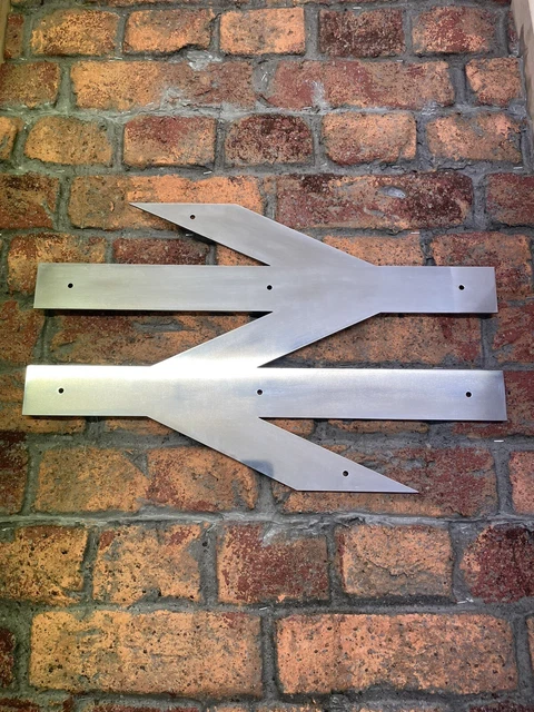 REPLICA POLISHED ALUMINIUM Loco Sized BR British Rail Double Arrow Wall ...