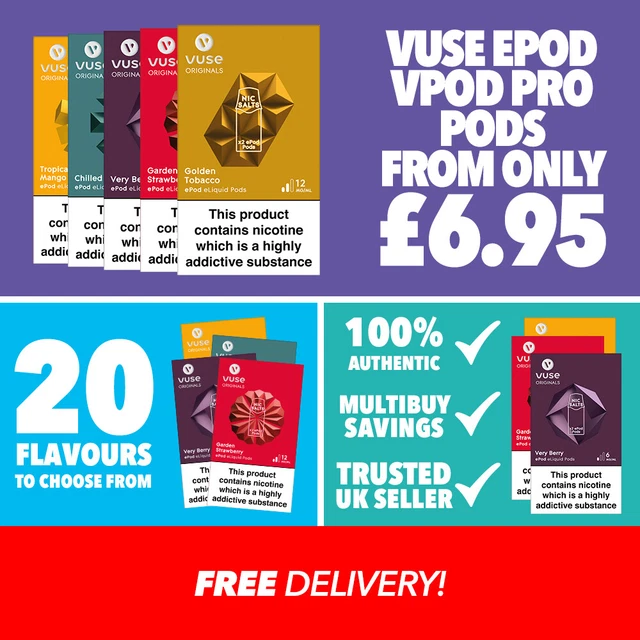 VUSE EPOD 2 vPro Pre-filled Pods 0mg/6mg/12mg/18mg | Pack of 2 | 20 ...