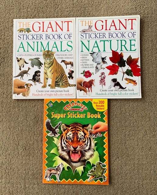 THE GIANT STICKER Book of Animals/Nature and Super Sticker Book 3 Books ...