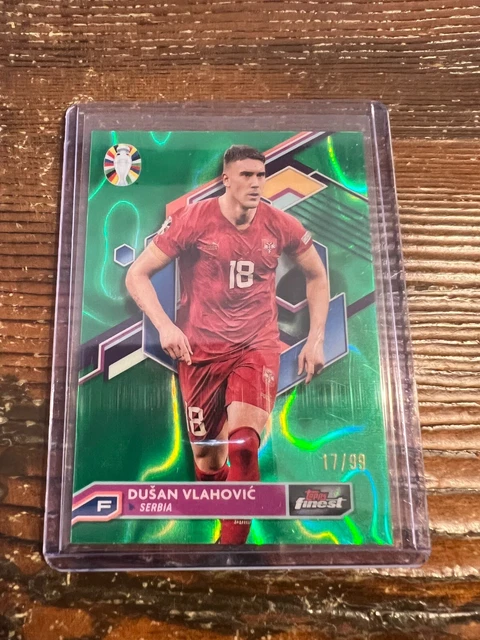 DUSAN VLAHOVIC 2024 Topps Finest Road to UEFA Euro Base lava verde/99 ...