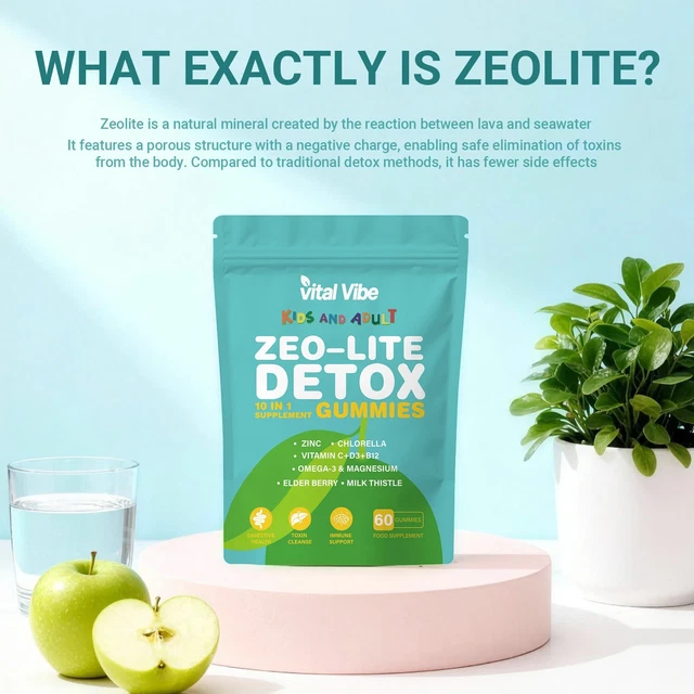 ZEOLITE DETOX 500MG Gummies,Clinoptilolite 100% Natural & Vegan Zeolite ...