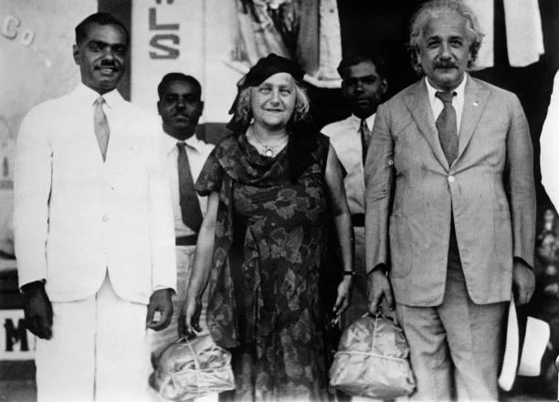 PHYSICIST ALBERT EINSTEIN & his wife Elsa Panama January 14th 1933 Old ...