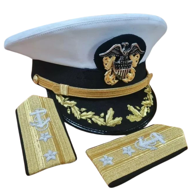 US NAVY OFFICER Visor Cap, US Navy Commander captain Rank Cap In All ...