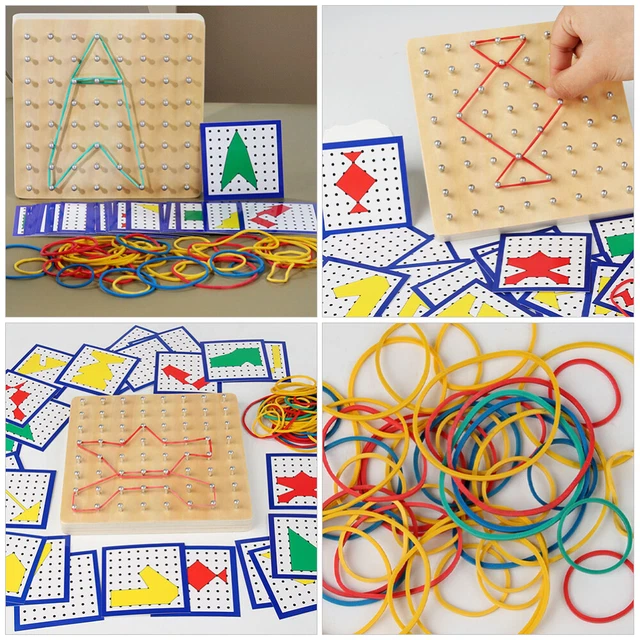WOODEN GEOBOARD MATH Manipulative Array Block Geo Board Set £13.88 ...