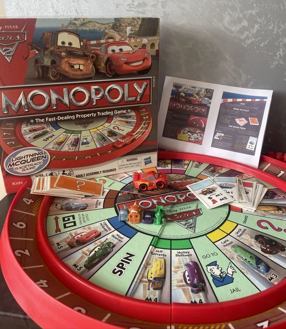 DISNEY PIXAR CARS 2 Monopoly Kids Board Game By Hasbro Complete & VGC ...