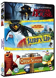 SURF'S UP/MONSTER HOUSE/OPEN Season (DVD, 2008, 3-Disc Set, Box Set) £2 ...