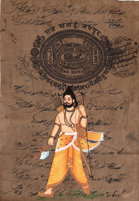 PAPIER TAMPON FAIT main Parasurama Vishnu Avatar divinité indienne art ...