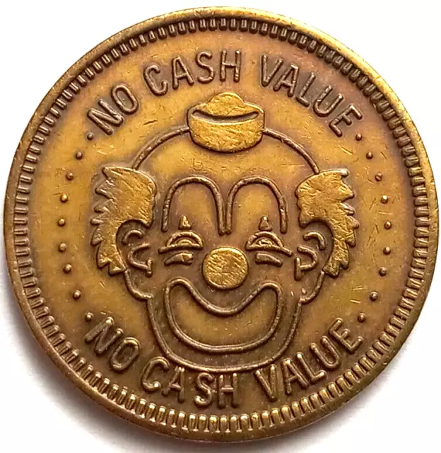 THEATER TOKEN CLOWN Avalon & Mt Tabor No Cash Value Brass .9375 THEATER TOKEN CLOWN Avalon & Mt Tabor No Cash Value Brass .9375