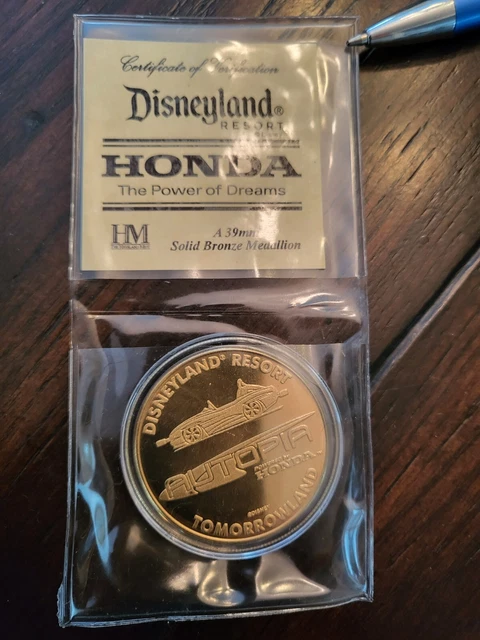 DISNEY COIN HONDA Autopia Bronze Medallion Coin Disneyland Resort Honda ...