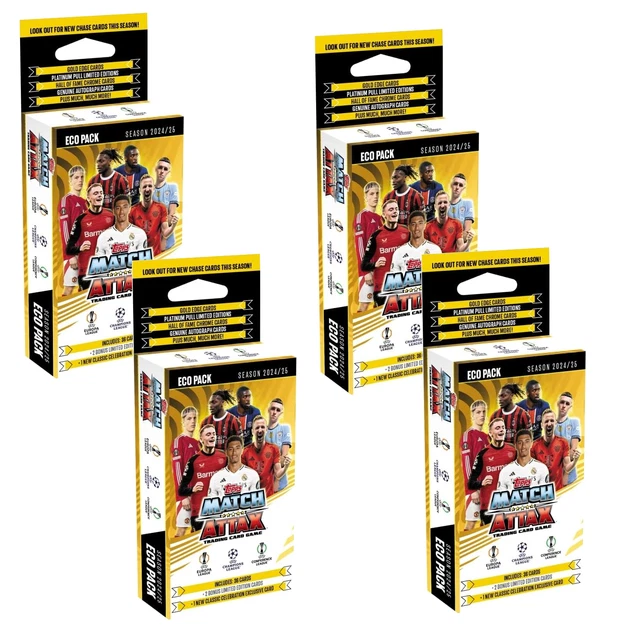 TOPPS MATCH ATTAX 2024/25 Trading Cards Eco Pack x 4 Boxes £26.99 ...
