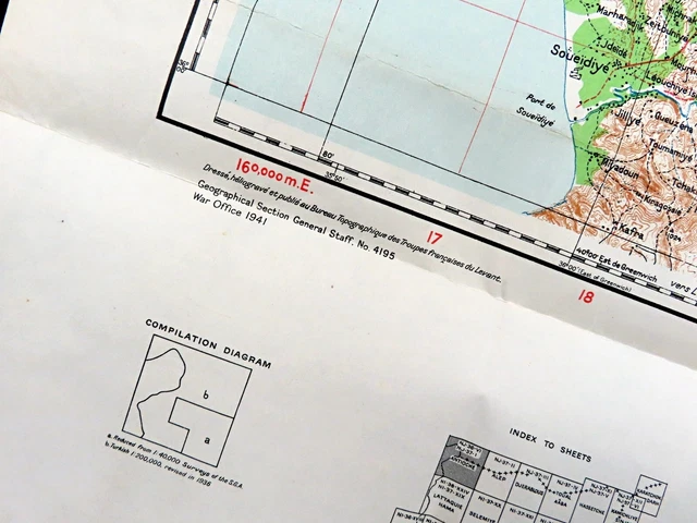 WW2 MAP OF Turkey Antioch Alexandria LARGE Military War Office Issue ...