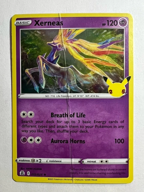 POKÉMON CELEBRATIONS 25TH anniversary ERROR Pinched Layer Xerneas 012/ ...