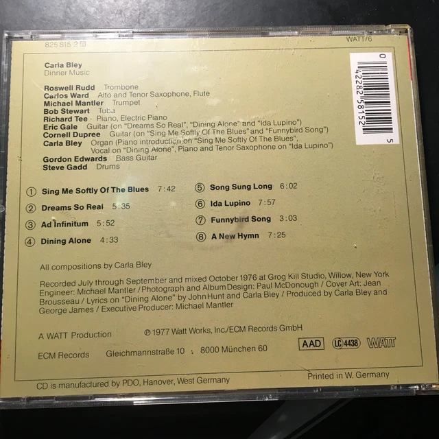 CARLA BLEY - Dinner Music - CD, ECM EUR 11,61 - PicClick FR