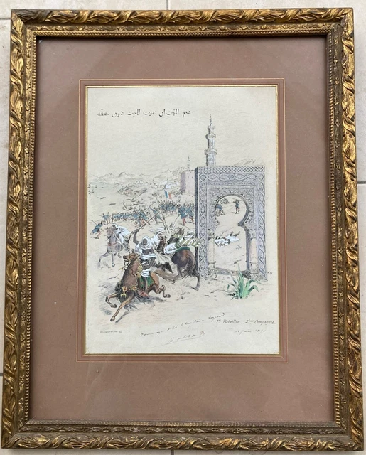 DESSIN CHARLES MEIXMORON Nancy Lorraine Guerre Algérie Militaire 1890 ...