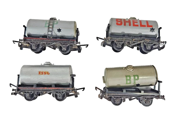 RAKE OF 4 Triang Model British Railways Tankers BP ESSO SHELL TT Gauge ...