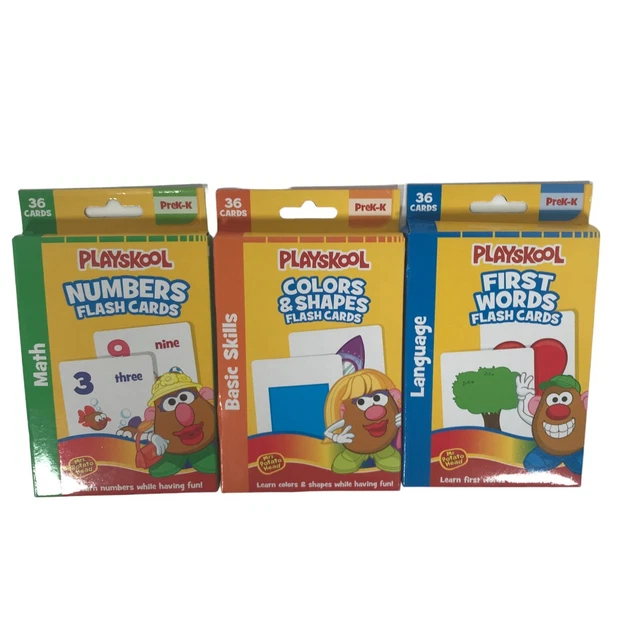PLAYSKOOL PREK-K FIRST Words/Colors & Shapes/Numbers Flash Cards 3x36 ...