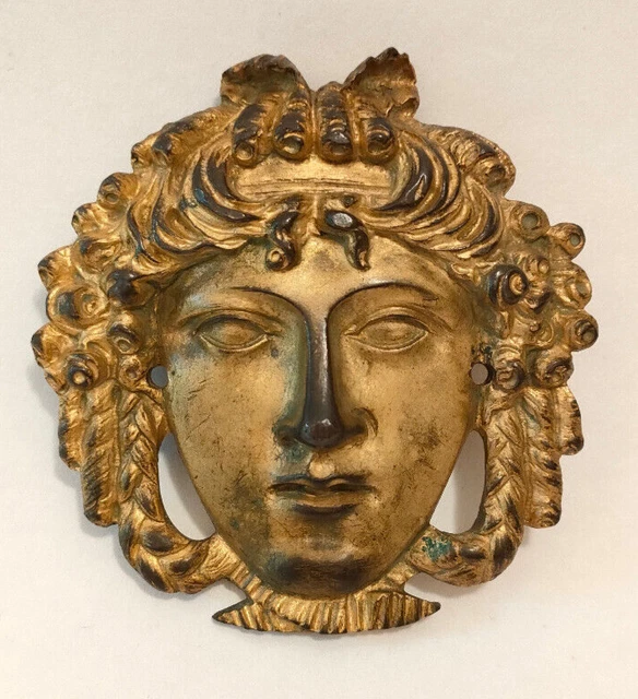 SUPERBE MASCARON MASQUE Tete De Meduse En Bronze Dore Premier Empire ...