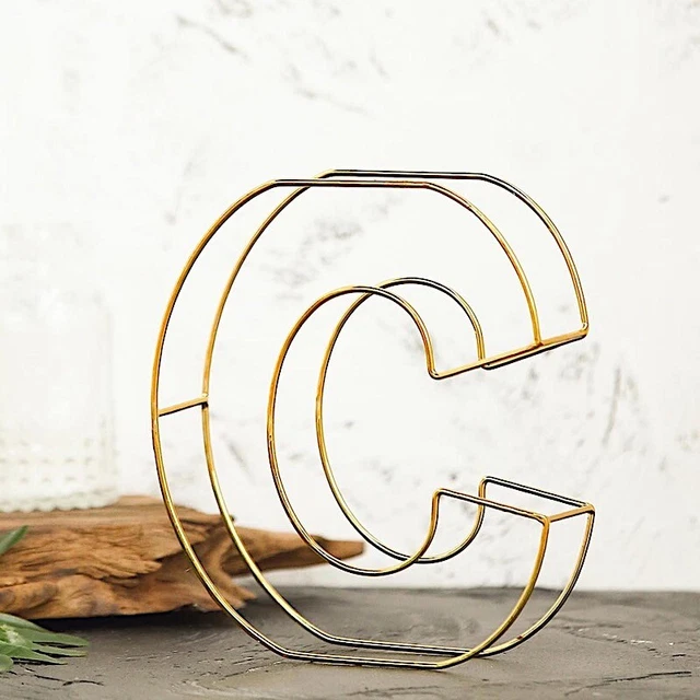 GOLD 8& TALL 3D Metal Wire Letter C Party Wedding Reception Backdrop ...