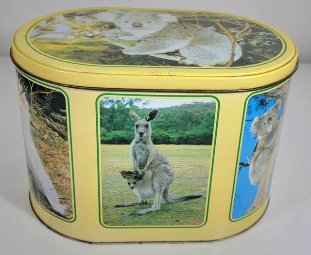 VINTAGE ARNOTT’S AUSTRALIAN Animals Oval 900g. Biscuit Tin c.1984 $35. ...