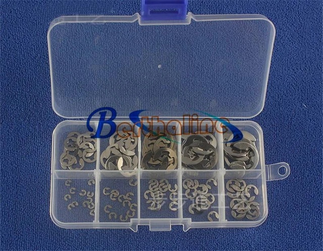E-CLIP STAINLESS STEEL Assortment Kit 1.5 2 3 4 5 6 7 8 9 10 mm 200Pcs ...