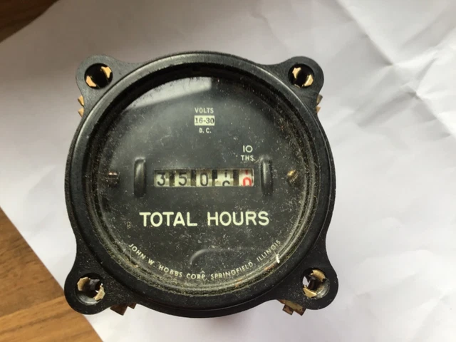 JOHN W HOBBS Corp.Aircraft Cockpit Total Hours Meter Air Ministry ...