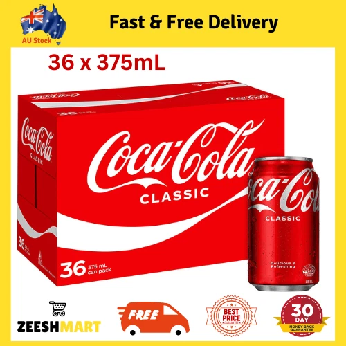 COCA-COLA CLASSIC SOFT Drink Multipack Cans (36 x 375mL) Bulk Value ...