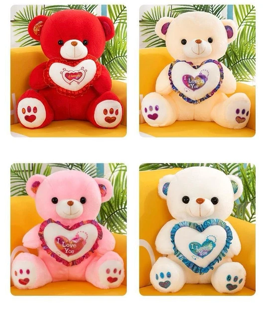 LARGE SUPER SOFT Teddy Bear Cuddly Toy Baby Gift with Heart Ivory ...