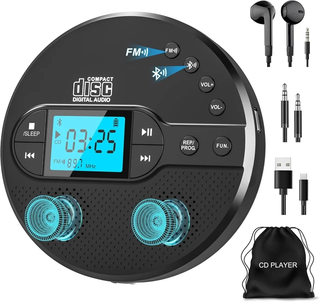 GREADIO NEW 2025 Walkman CD Player with Bluetooth, Portable CD Player £57.91 - PicClick UK