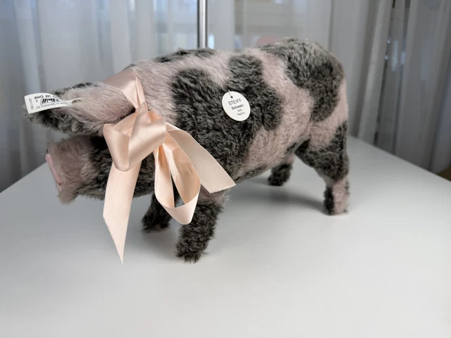 STEIFF ANIMAL 401190 réplique cochon 1926 tachetée 30 cm excellent état ...