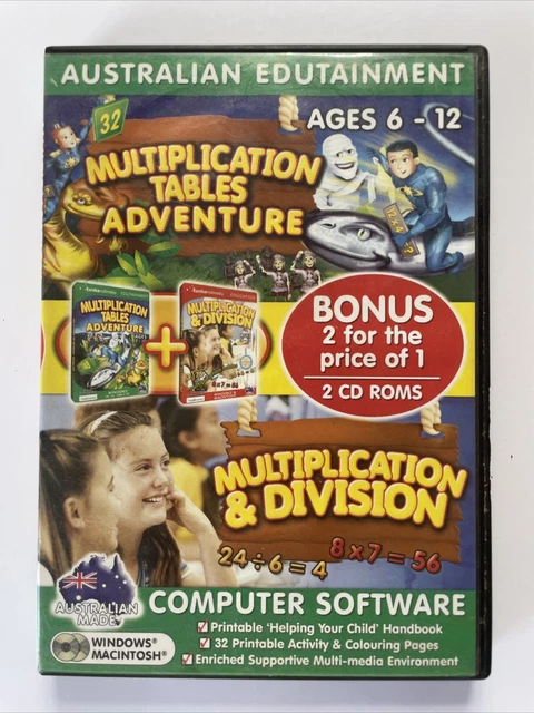 MULTIPLICATION TABLES ADVENTURE & Multiplication, PC CD ROM Computer ...