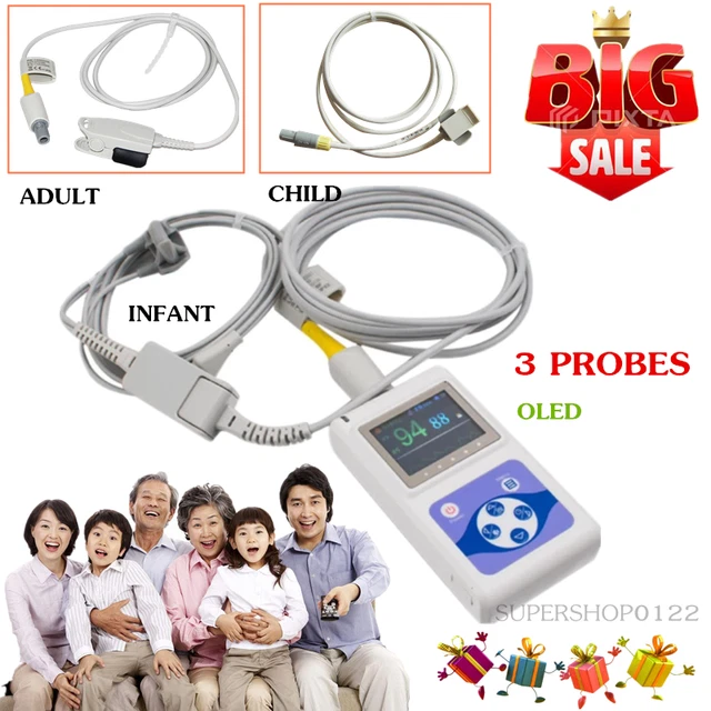 INFANT/CHILD/ADULT 3 PROBES OLED Pulse Oximeter pulse oxygen spo2 pr PC ...