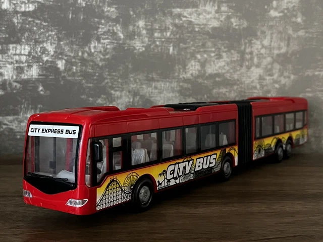 DOUBLE 2 BENDY Carriages City Express Bus Red Doors Open Close Toy £35. ...