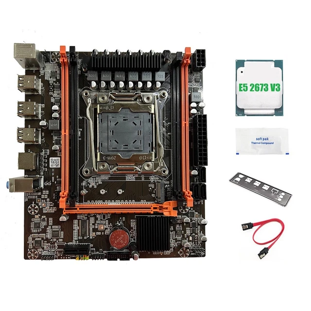 X99E MOTHERBOARD+E5 2673 V3 CPU+Thermal Grease Support 4 DDR4 RECC ...