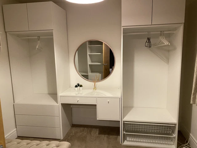 IKEA PAX WARDROBES complete dressing room with SYVDE dressing table £ ...