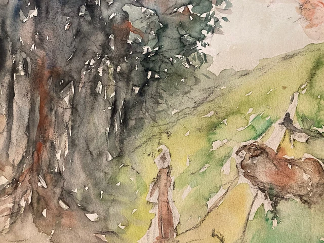 BEAUTIFUL DRAWING DOMINIC Avetrani Watercolour On Paper Cow Taureau ...