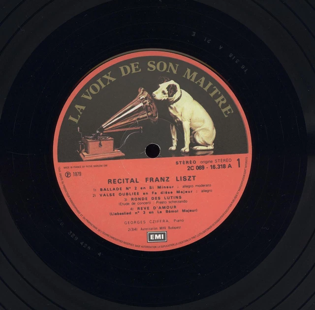 EMI FRANCE 2C 069-16318 GEORGES CZIFFRA Liszt Ballade Legende etc vinyl ...