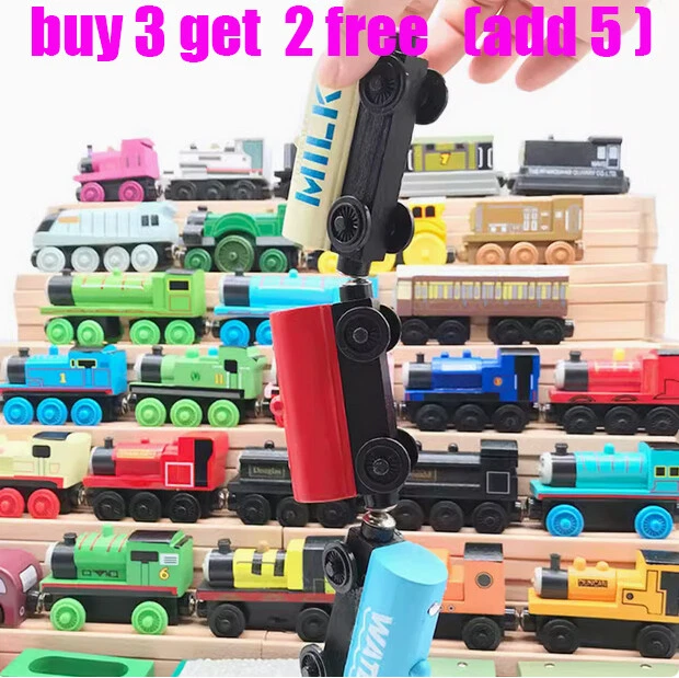 WOODEN TRAIN TANK Engine Tender Wooden Magnetic Railway Train Track Toy ...