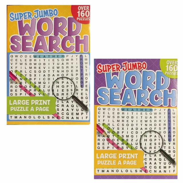 2 X SUPER JUMBO WORD SEARCH BOOK-LARGE PRINT - BOOK1 + BOOK 2 - 290 ...