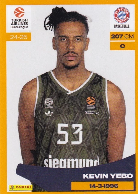 PANINI 2024-25 EUROLEAGUE Sticker FC Bayern Munich No. 201 Kevin Yebo £ ...