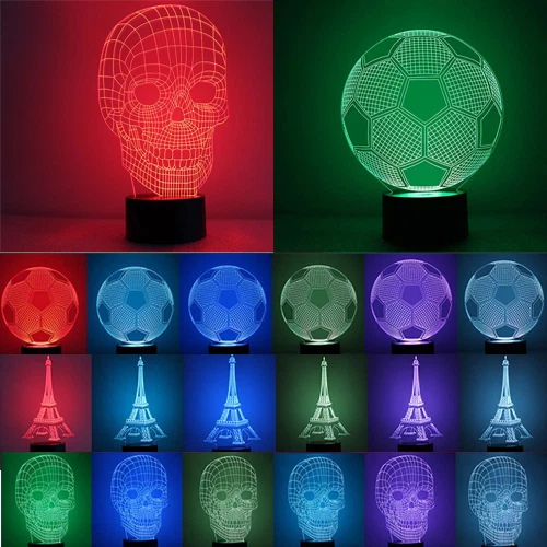 3D LAMP LED Illuminated Illusion Light Sculpture Desk Night Colour ...