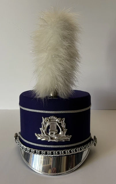 MARCHING BAND HAT Purple W/ HARP EMBLEM & Plume Size S W/ Case ...