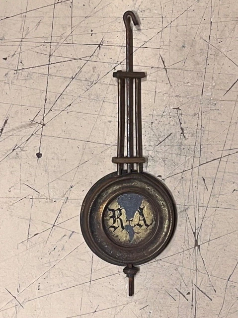 VINTAGE ANTIQUE GRID IRON RA WALL CLOCK PENDULUM 28g IRON & BRASS TO ...