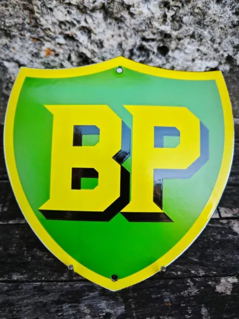 PLAQUE ÉMAILLÉE BP Enamel Sign no Shell Fina Esso Mobiloil Veedol EUR ...