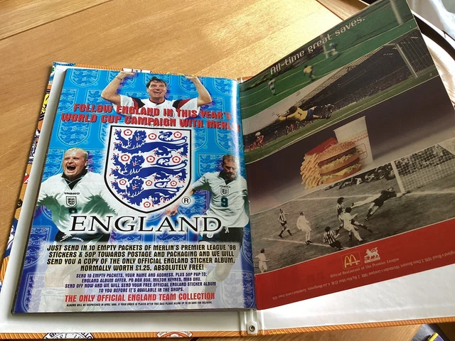 PREMIER LEAGUE MERLIN Sticker Book 1998 COMPLETE with a Hardback binder ...