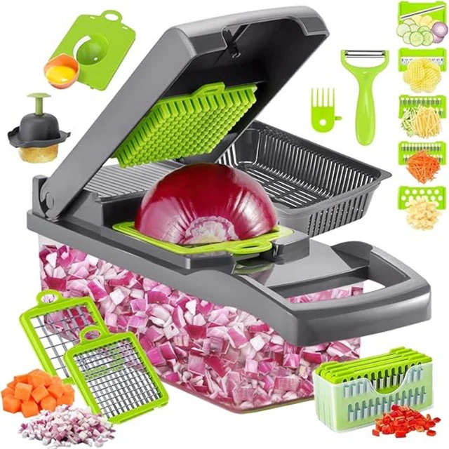 VEGETABLE CHOPPER 16 in 1 Dicer Slicer Multi Function Food Cutter ...