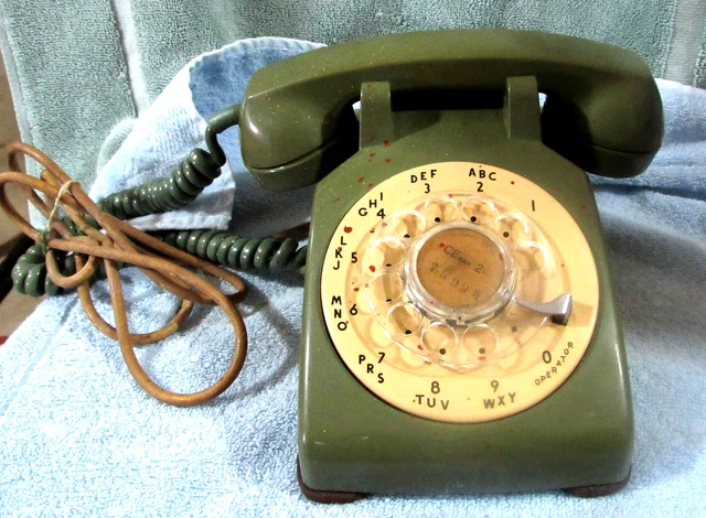 VINTAGE BELL SYSTEM Western Electric Green Rotary Dial Phone *Untested ...
